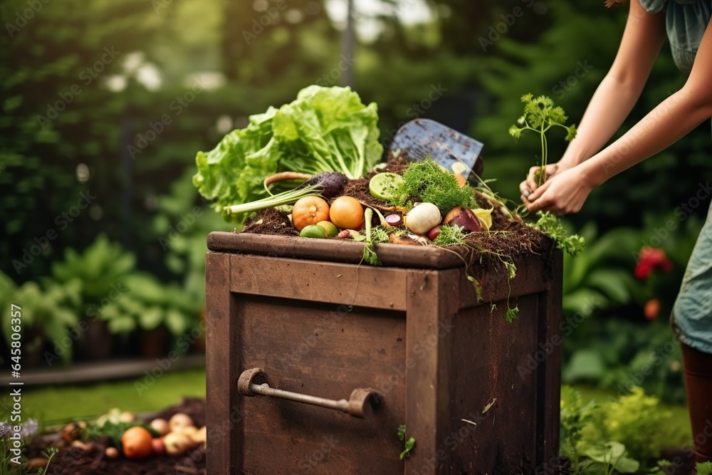 Kitchen waste recycling in composter for Eco-Friendly Gardening and ...