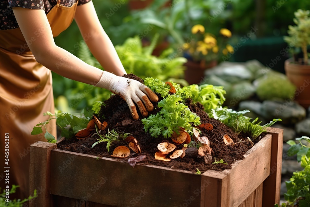 Kitchen waste recycling in composter for Eco-Friendly Gardening and ...