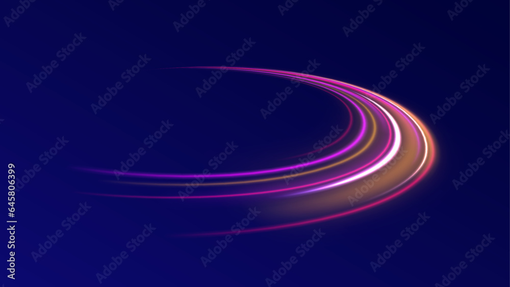 Curved light trail stretched upward.Lines in the shape of a comet ...