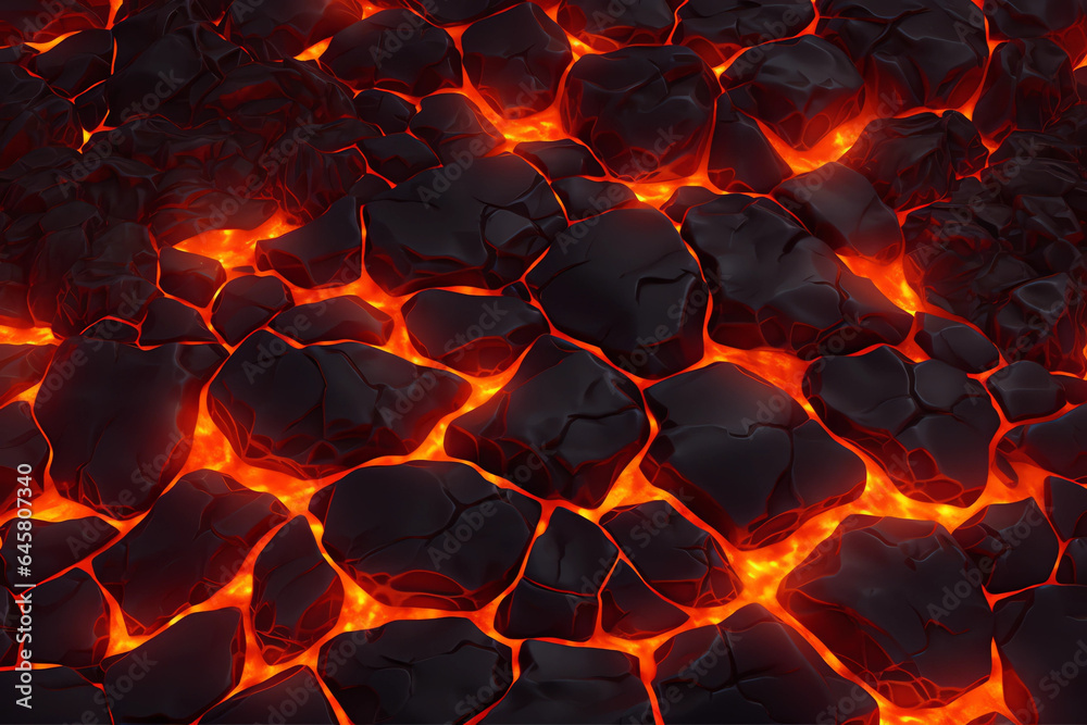 Cracked ground with hot glowing lava veins illustration perfect for ...