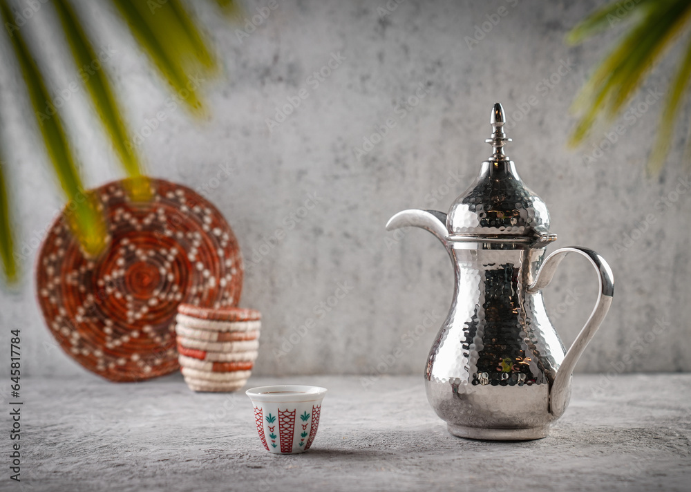 Arabic Coffee pot traditional. Saudi Coffee Dallah, A still life of ...