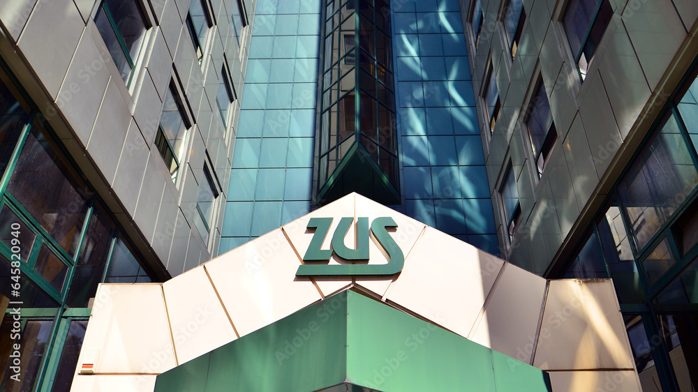 Szczecin, Poland. 7 September 2023. ZUS Office building on a background ...