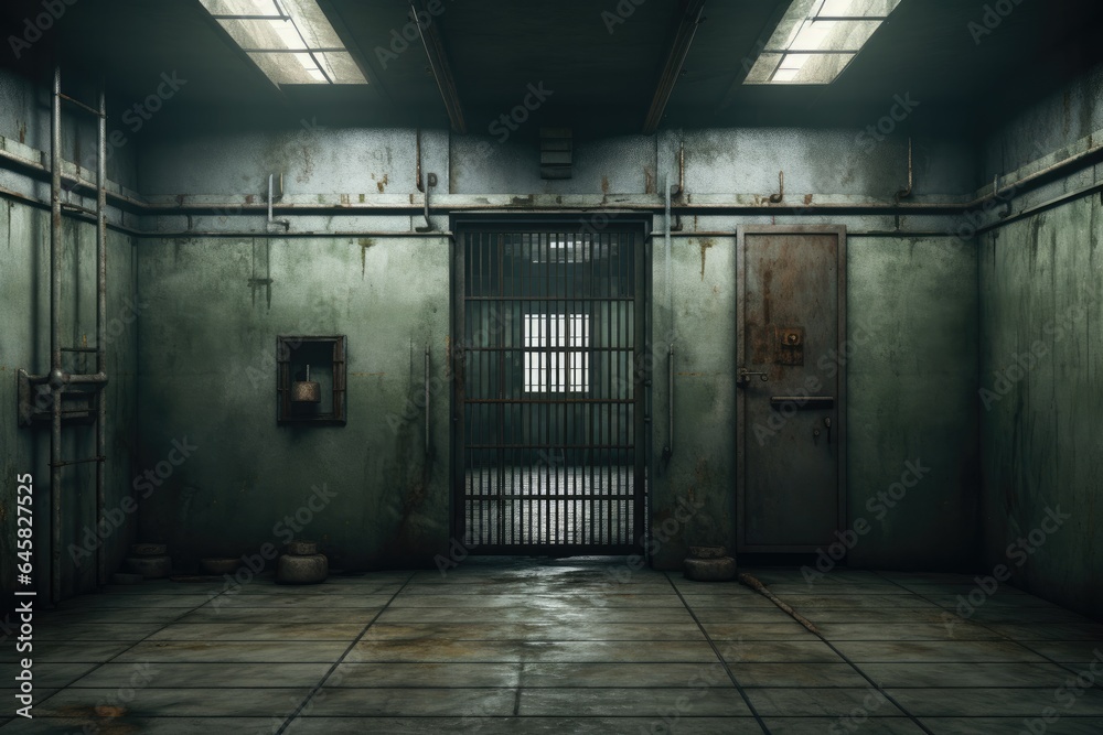 Grim prison cell door with rusty bars Stock Illustration | Adobe Stock