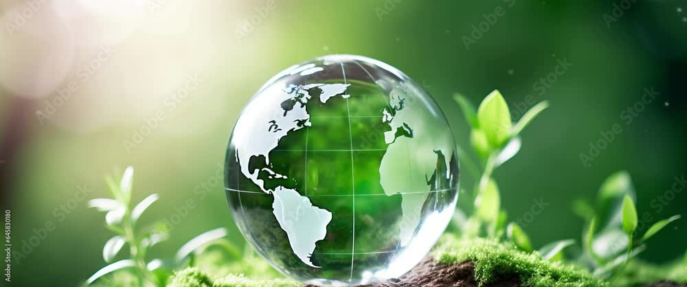 Anamorphic video crystal globe with sustainable development and ESG ...