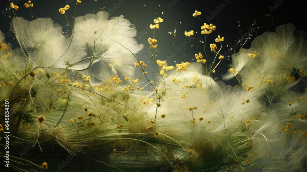 Experience the gentle dance of pollen grains in the air as they are ...