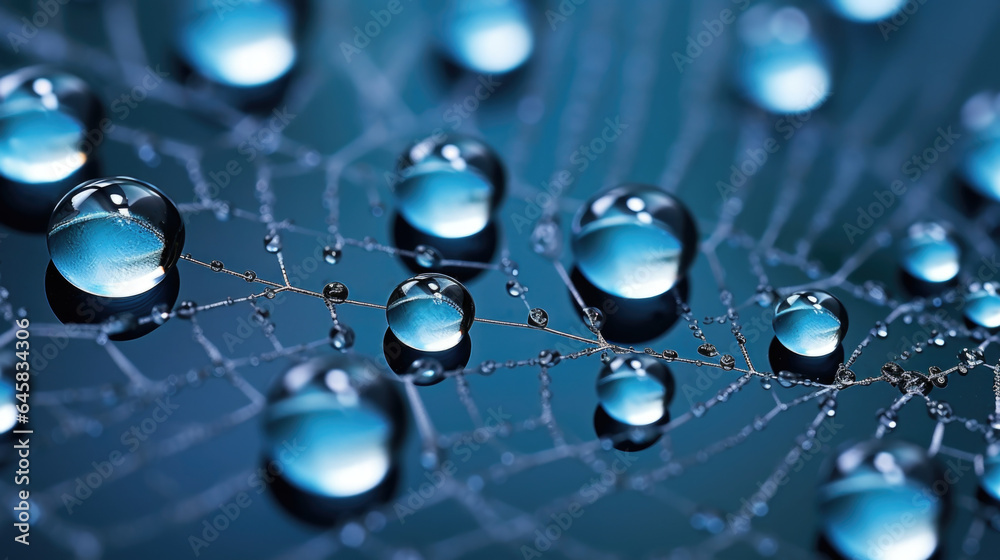 Marvel at the microscopic details of a spiders web as dewdrops cling to ...