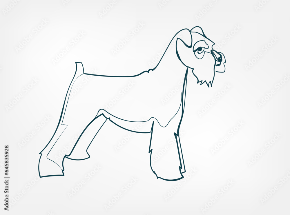 Schnauzer dog breed animal vector line art one line sketch outline ...