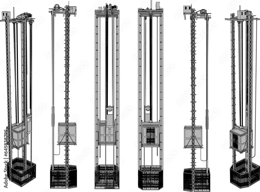 Vector sketch illustration of the system design of how a vintage old ...