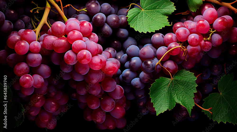 Realistic grapes picture. Beautiful grapes autumn harvest. Grapevine ...