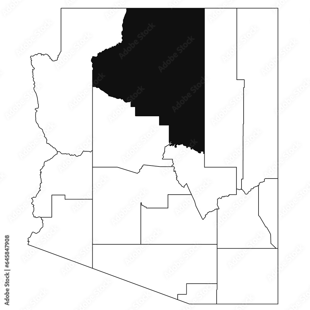 Map of coconino County in Arizona state on white background. single ...