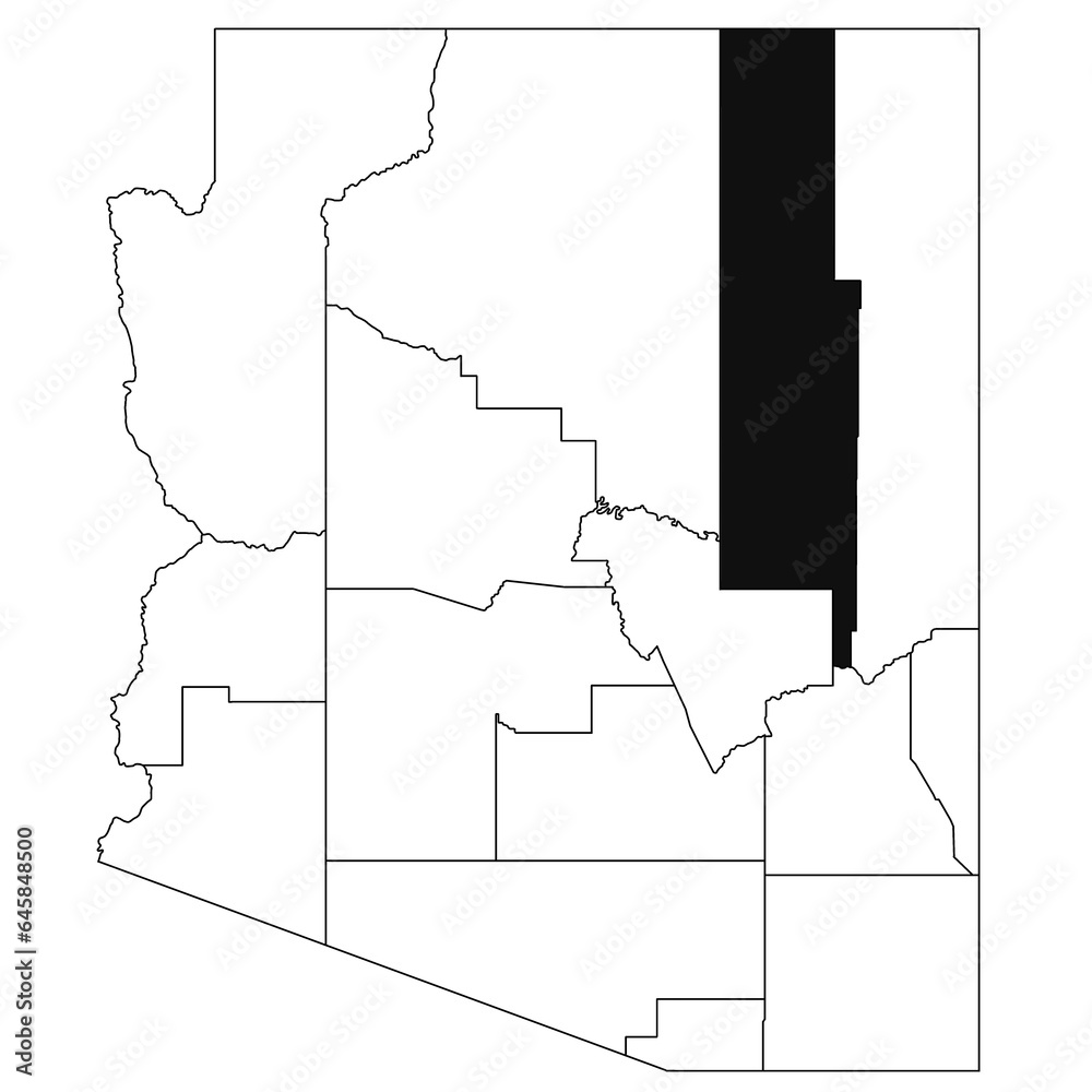 Map of Navajo County in Arizona state on white background. single ...