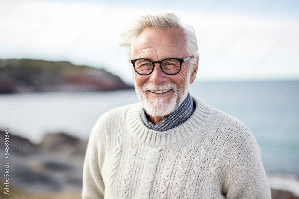 Medium shot portrait photography of a Swedish man in his 80s against a ...