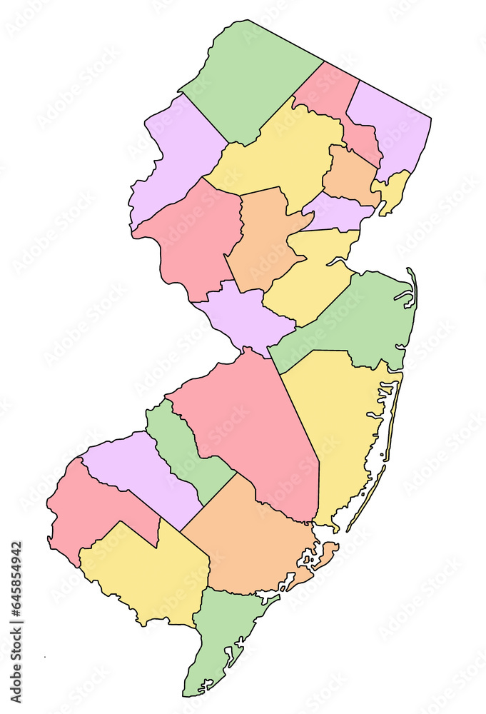 new jersey administrative map. counties map of new jersey with ...