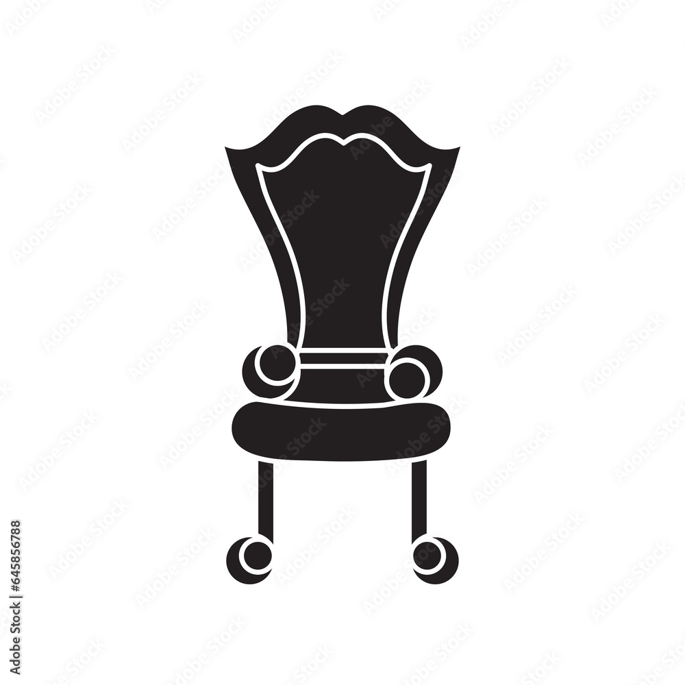 Royal throne symbol, King throne simple filed icon illustration on ...