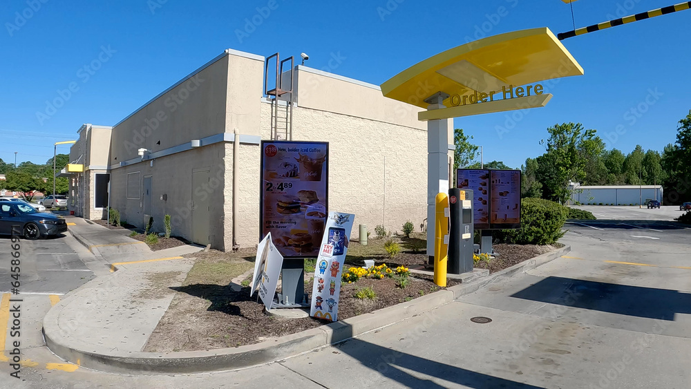 McDonalds drive thru menus and signs clear blue sky Stock Photo | Adobe ...