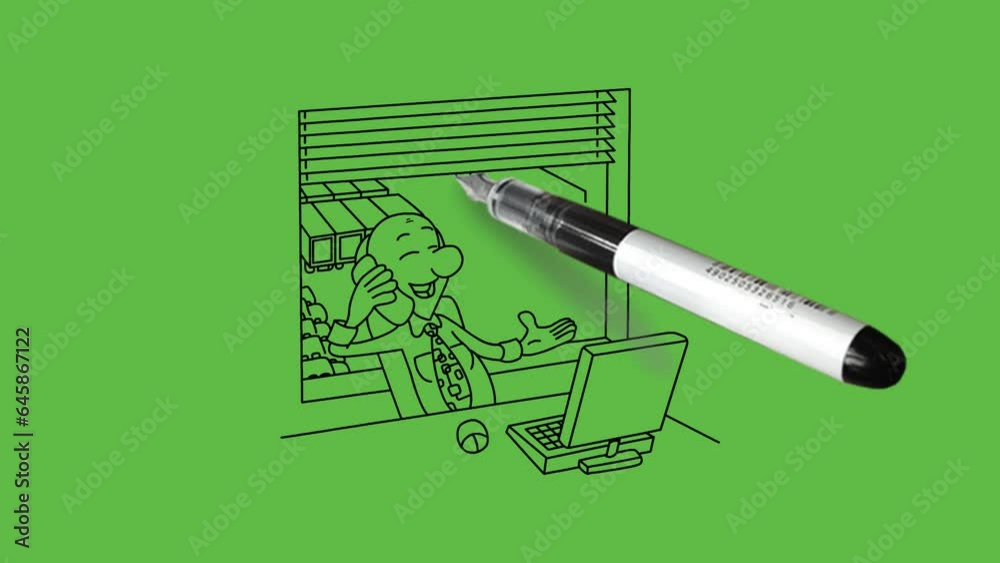 draw bald man talk on mobile sit on chair in front of road side open ... draw bald man talk on mobile sit on chair in front of road side open ...