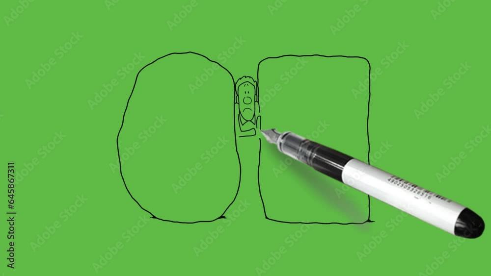 draw standing young man trapped between rock and hard place and pushed ...
