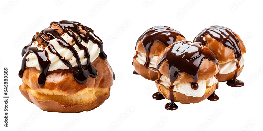 Profiterole, transparent background, isolated image, generative AI ...