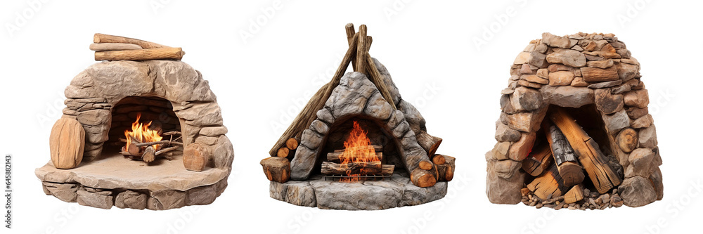 Stone Age Hearth, transparent background, isolated image, generative AI Stock Photo | Adobe Stock