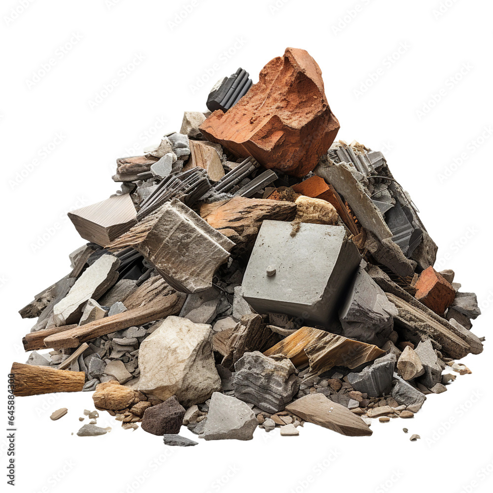 Building materials debris, transparent background, isolated image ...