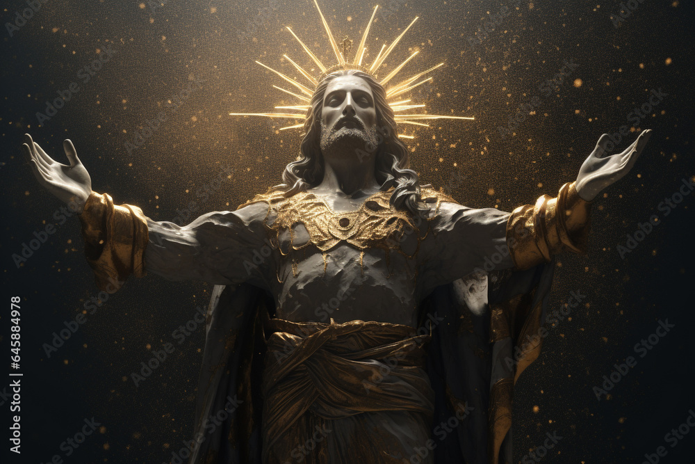 Culture and religious concept. Jesus Christ and genesis surreal ...