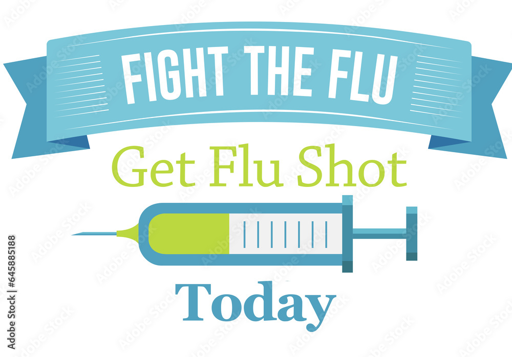 Digital png illustration of fight the flu text with syringe on ...
