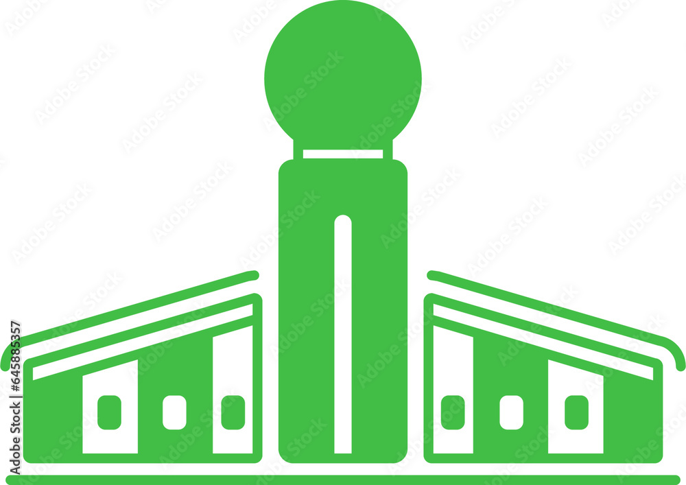 Digital png illustration of green building elevation on transparent ...