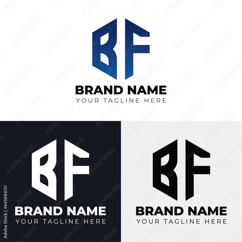 Two letters B F polygon logo design, Double letters polygon letter mark ...