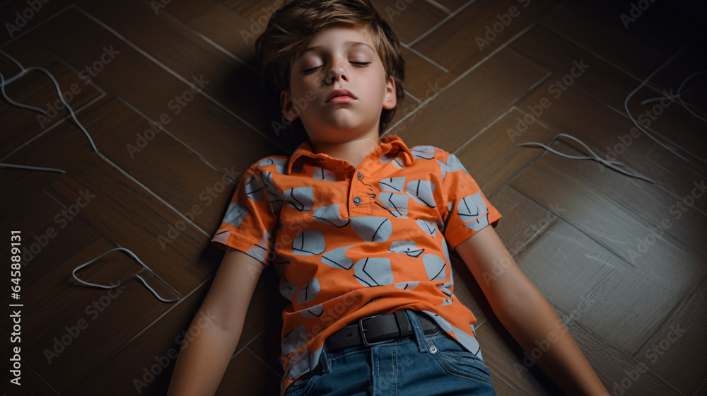 young boy with epileptic seizures lying on the floor - Kid fainted on ...