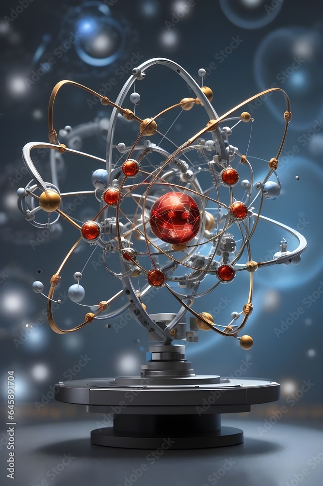 Atomic Elegance A Photorealistic Atom Symbol by Generative AI Stock ...