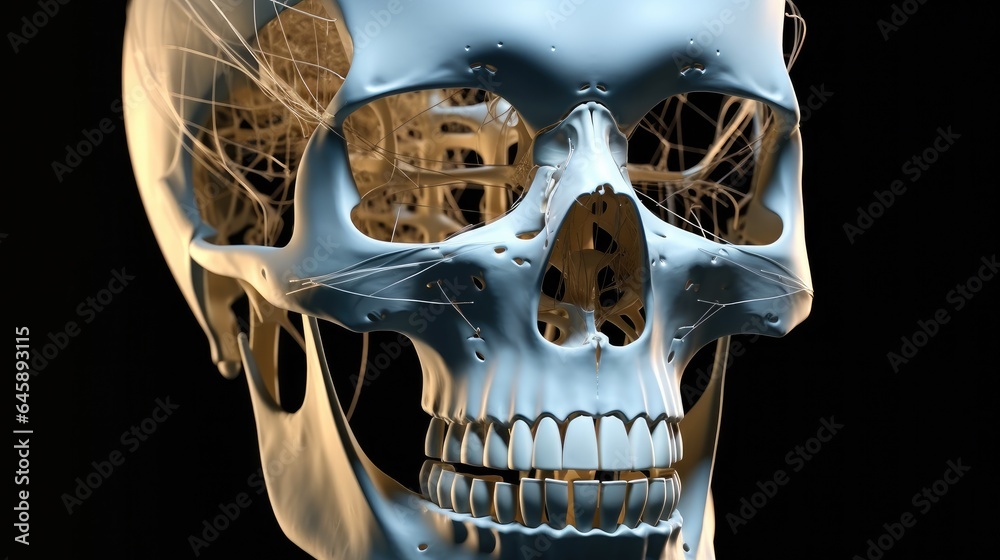 X-ray of the zygomatic bone and eye sockets, CAT scan, showing the ...