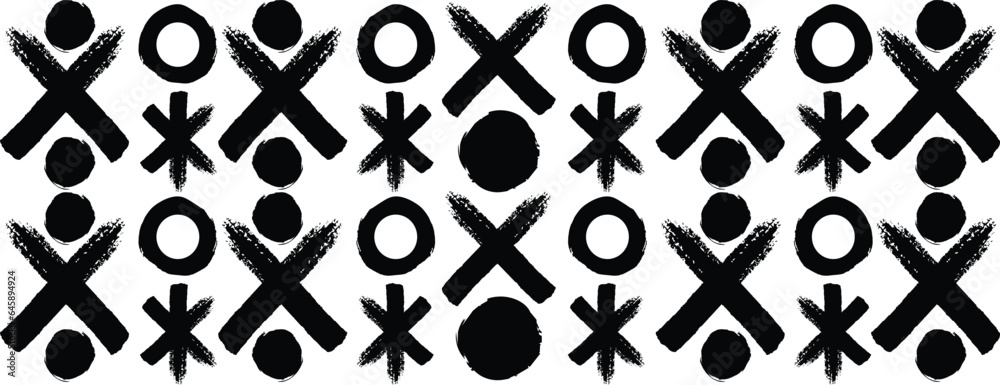 Bold brush hand drawn geometric circles and objects ornament. Hand ...