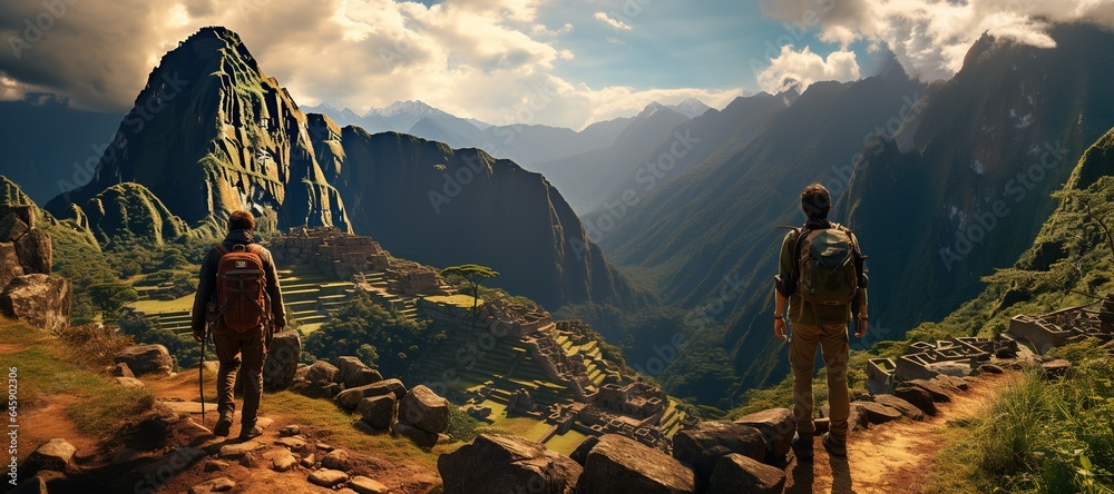 Travelers exploring tourist destinations around the world, capturing ...