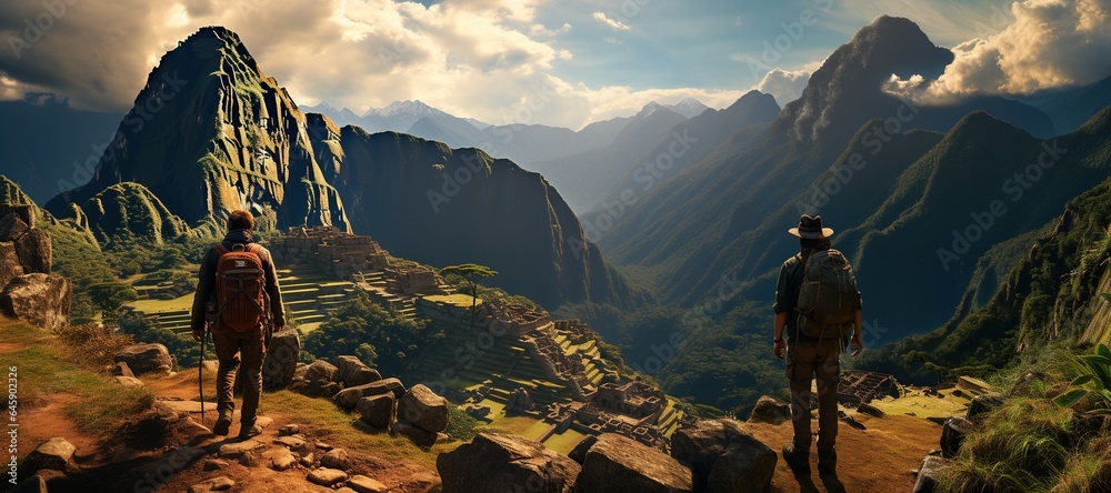 Travelers exploring tourist destinations around the world, capturing ...