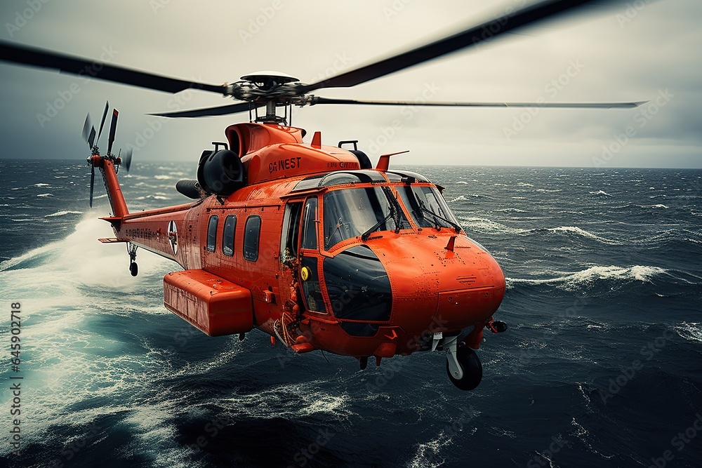 Coast Guard lifeguard descends from a helicopter onto a ship in the ...