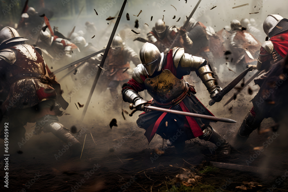 medieval soldiers fighting in battle Stock Photo | Adobe Stock