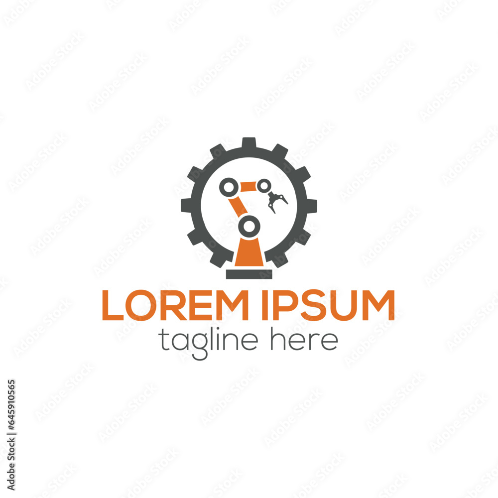 Robotic arm logo, robotics industrial robot logo design vector template ...