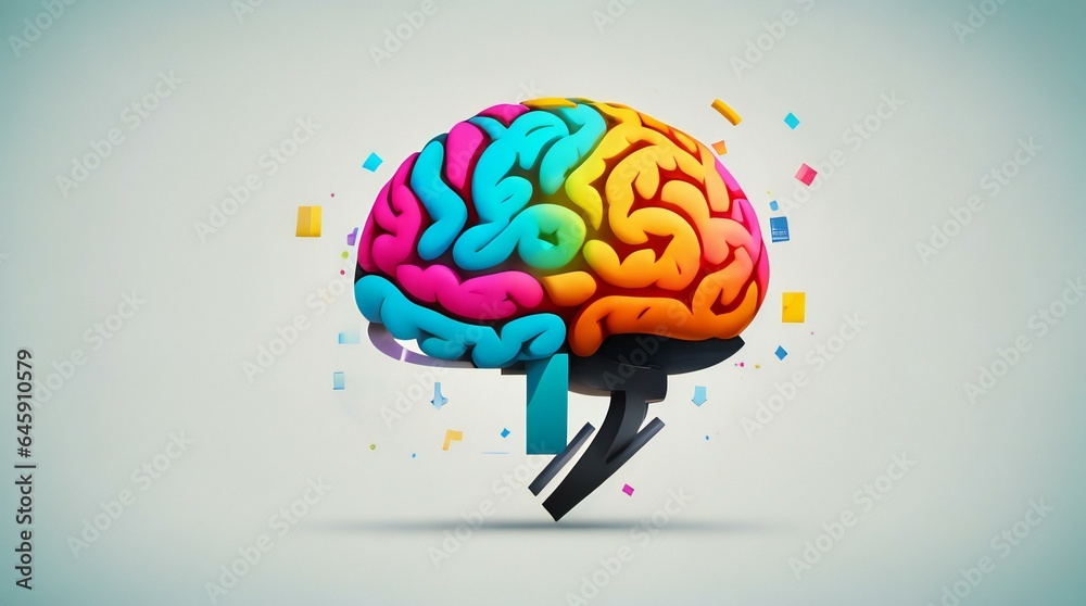 The colorful brain logo bursts with vibrant hues, symbolizing the ...