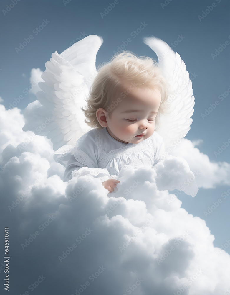 Illustration of a baby angel in heaven, a fictional person ...