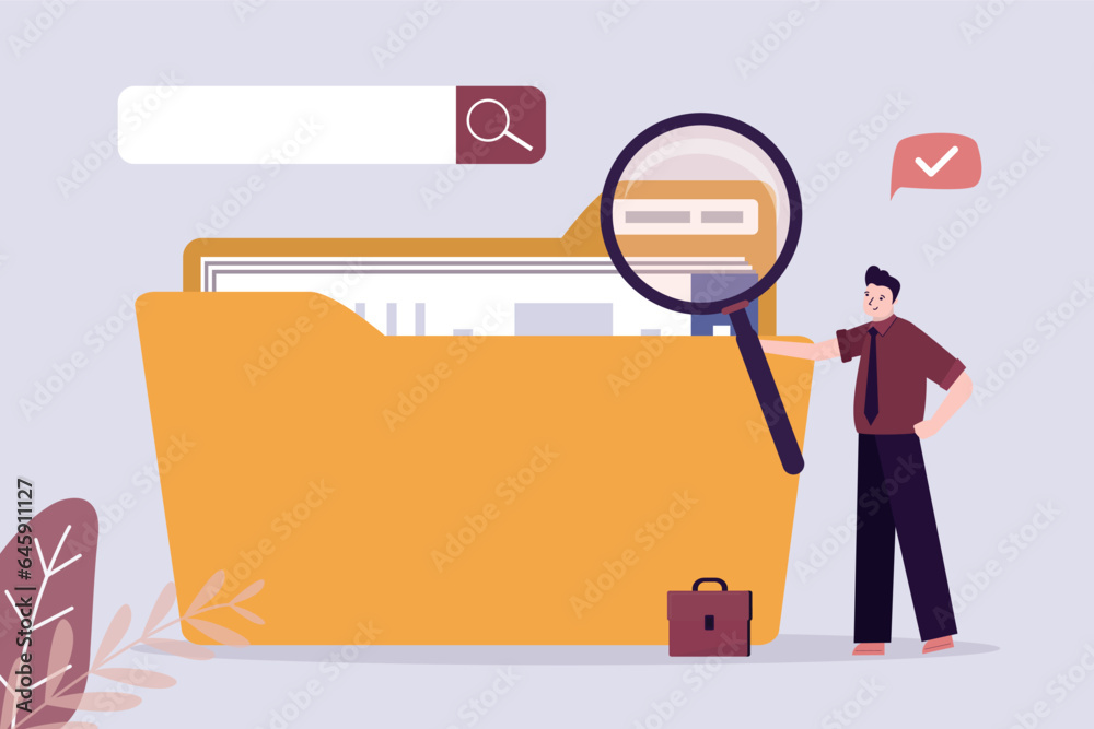 Quick and easy search for files and folders. Smart businesswoman ...