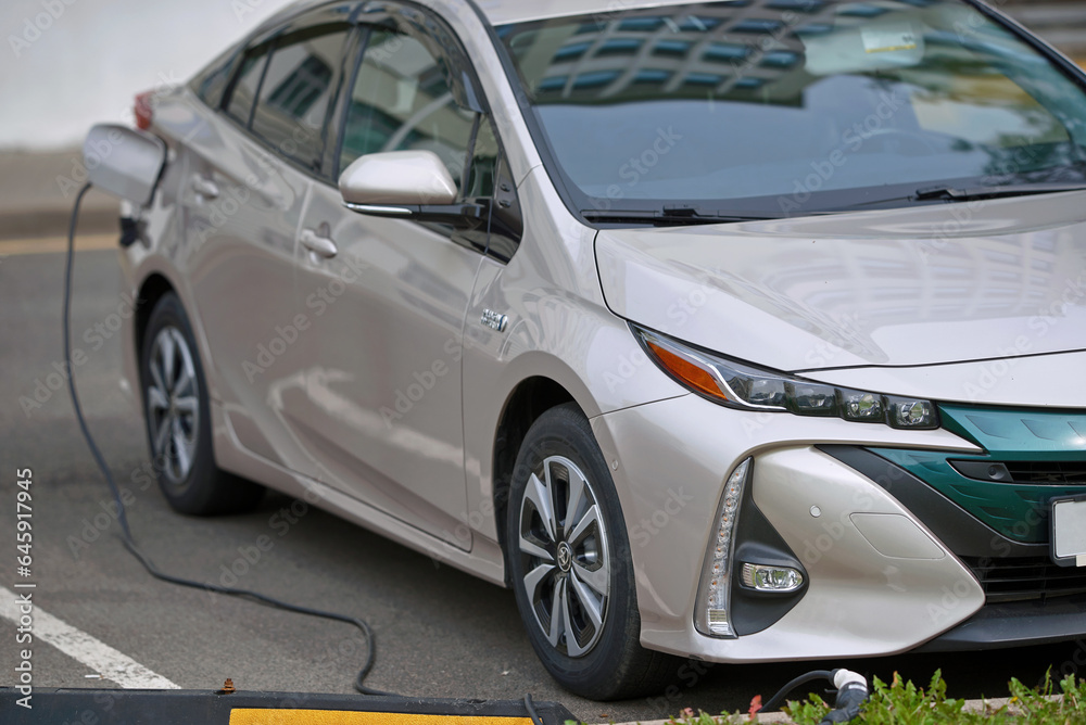 Minsk, Belarus. Aug 27, 2023. Toyota Prius Prime hybrid electric car ...
