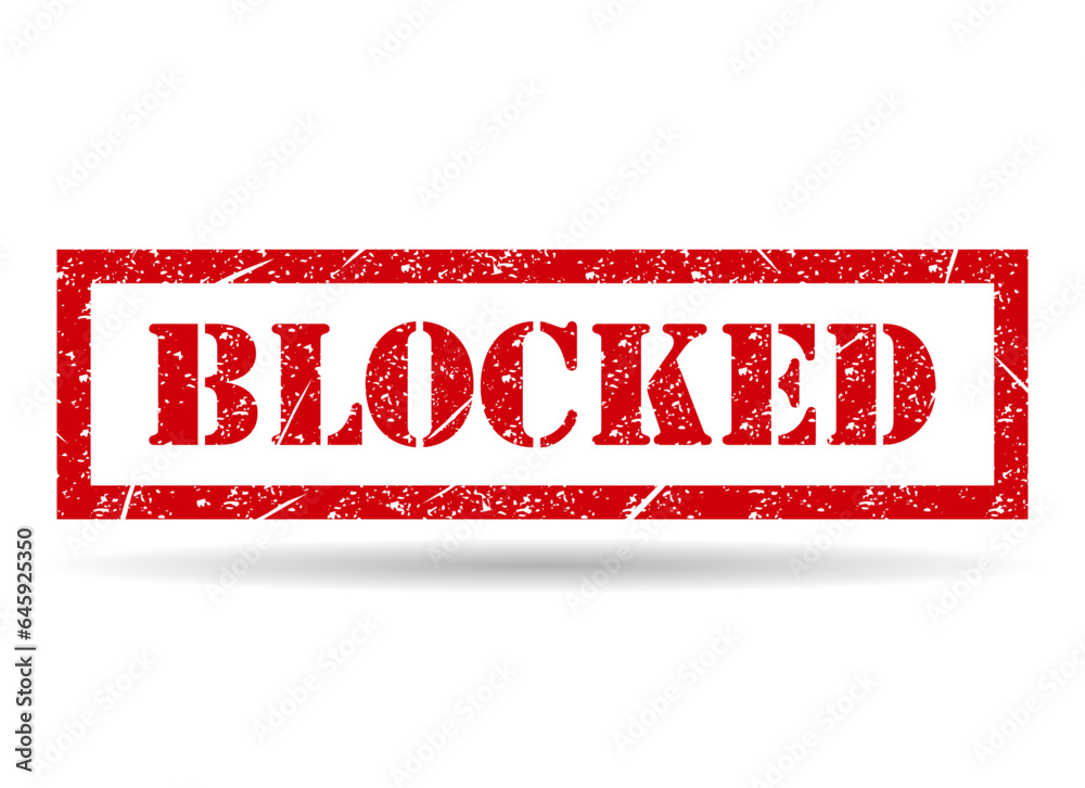 Blocked stamp symbol shadow, label sticker sign button, text banner ...