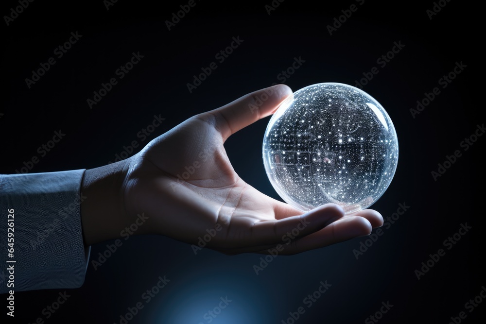 Hand Moon Hand Holding Moon Ai Technologyon White Background . Сoncept ...