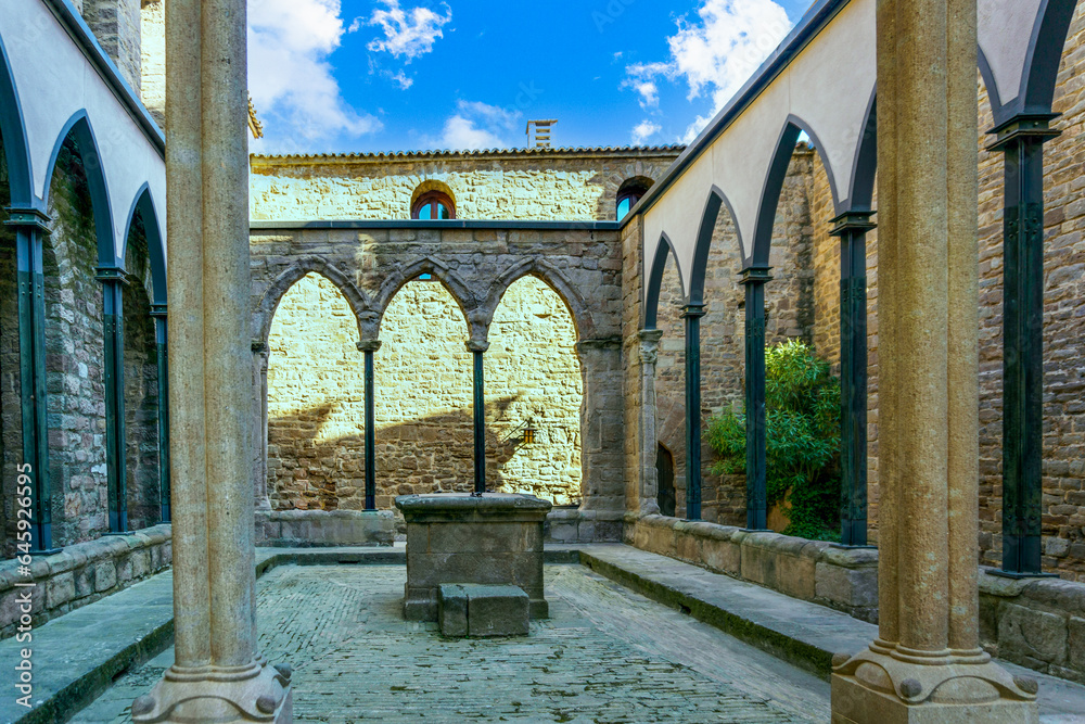 Cloister of the castle of Cardona Barcelona, Spain medieval fortress It ...