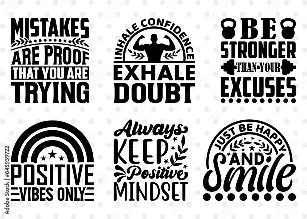 Motivational SVG Bundle, Positive Thinking Svg, Motivational Saying Svg ...