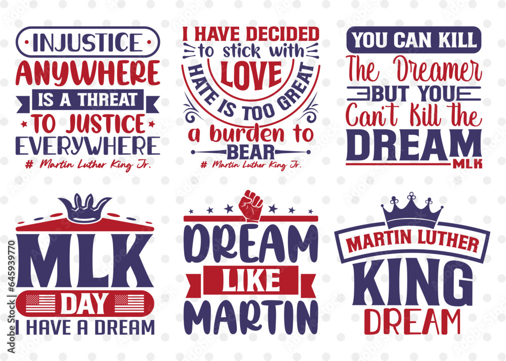 MLK Day Bundle Vol-01, Dream Like Martin Svg, Martin Luther King Dream ...