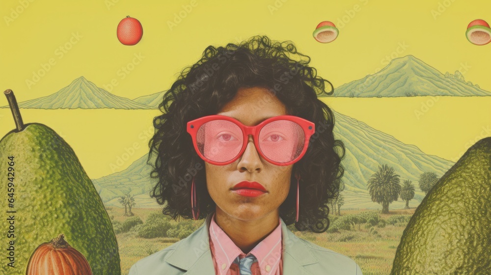 Avocado Punk, Portrait Illustration, Hand Drawn Style, Indigenous ...