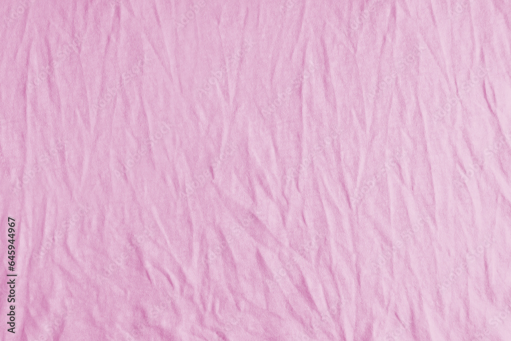 Wrinkled, crumpled pink fabric texture background. Wrinkled and creased ...