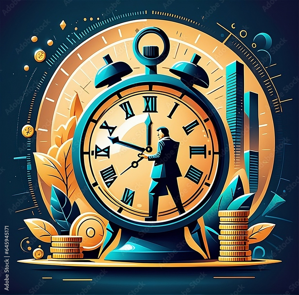 Clock and dollar sign merging to show 'Time is Money' in business ...