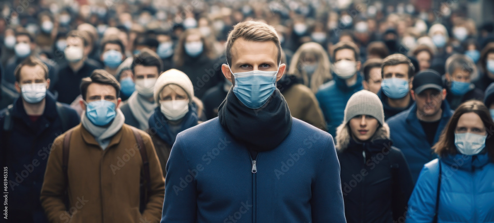 Men with a face mask, Protection versus viruses and infection, against ...